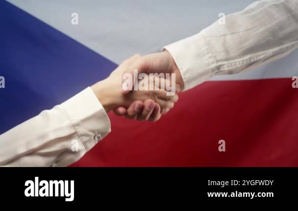 Czech Man And Woman Business Partners Shaking Hands.Handshake,Make Deal ...