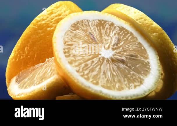 A slice of fresh lemon, bright yellow and vibrantly citric, lies ...