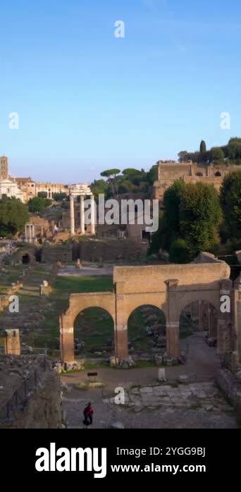 Roman Forum in Rome , Italy . Roman Forum was build in time of Ancient ...