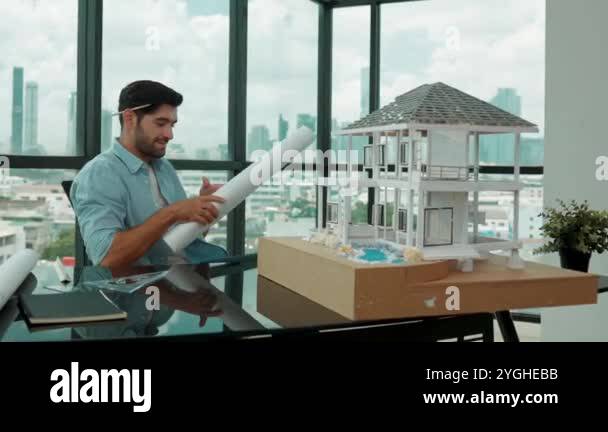 Relaxed professional architect engineer or businessman working ...