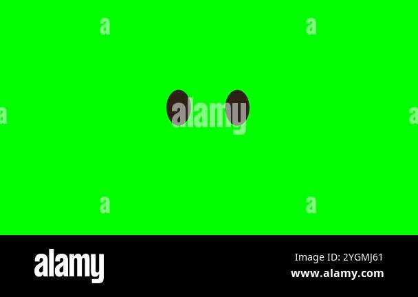 Cartoon simple blinking eyes on green screen insert, chroma key green ...