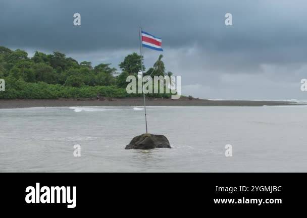 A Stunning And Striking Image Of Costa Ricas Vibrant Flag Waving