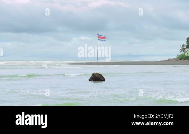 A Stunning And Striking Image Of Costa Ricas Vibrant Flag Waving