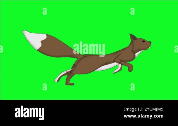 2d Animation Of A Brown Squirrel Running In Place (Looping Movement) With Side View And Green ...