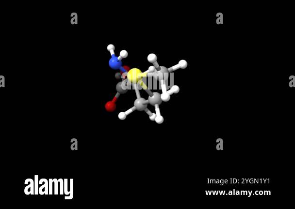 Structure of the amino acid DL-methionine. Animated 3D ball-and-stick ...
