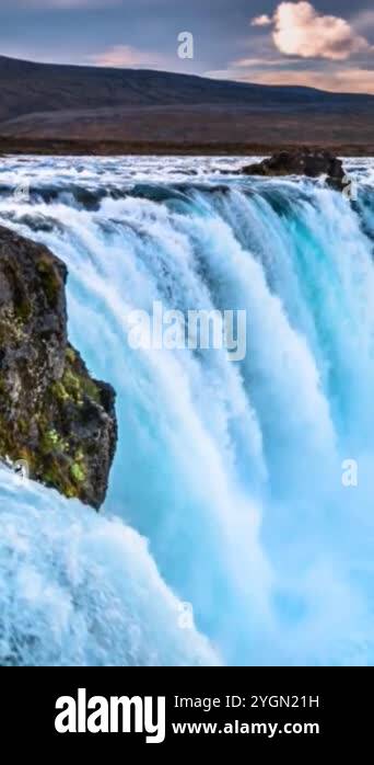 Beautiful nature scene, waterfall mountain. Water is falling down from ...
