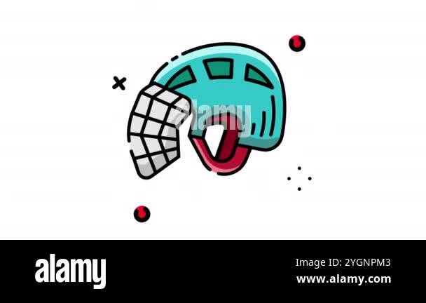 Ice hockey helmet animated icon. Seamless looping video with alpha ...