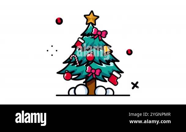 Xmas tree animated icon. Seamless looping video with alpha channel on ...