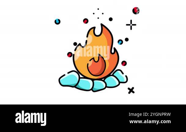 Bonfire animated icon. Seamless looping video with alpha channel on ...