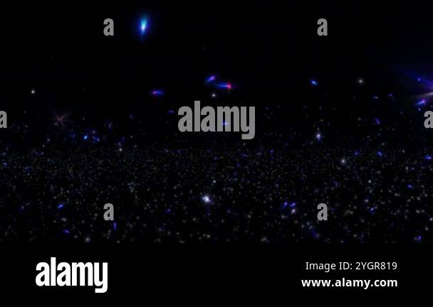 Loop glow light stars dust particles falling down animation on black ...