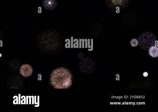 Loop beautiful splash particles falling down animation on black ...