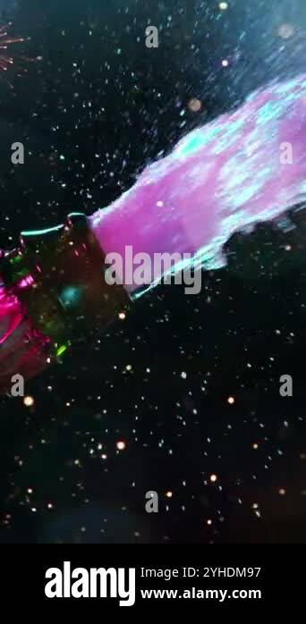Super Slow Motion of Champagne Explosion. Celebration Concept. Filmed on High Speed Cinema ...