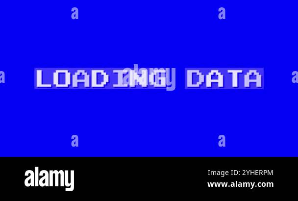 old loading data characters word on blue background screen, concept of ...