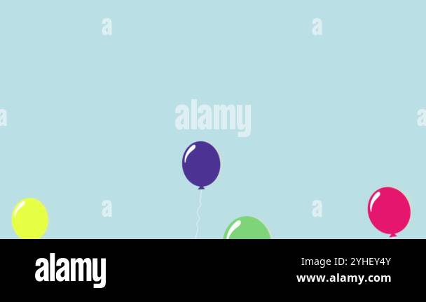 Animation of colorful cartoon party balloons with surprise gifts ...