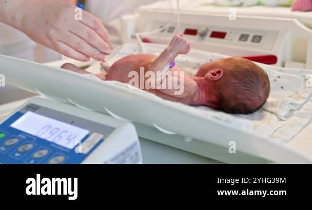 Newborn Baby in a Neonatal Care Unit, receiving specialized medical ...