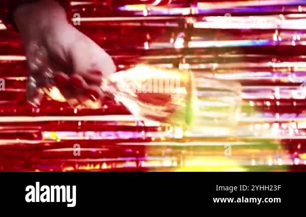 Vertical video. Christmas party. Holiday joy. Unrecognizable woman ...