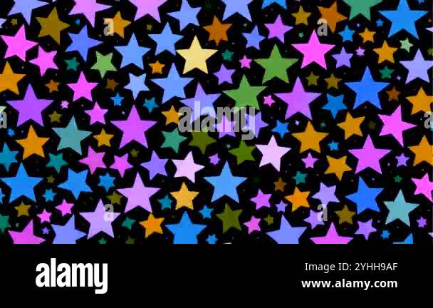 Stop motion loop cartoon animation, black background with multicolored ...