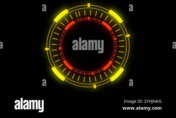 4K technological animation of hud radial circular progress in an alpha channel. Computer ...