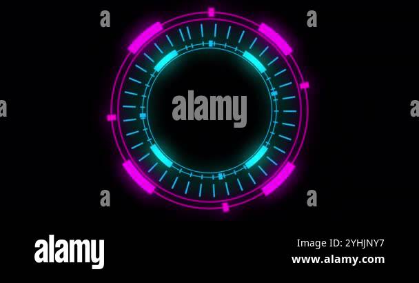 4K technological animation of hud radial circular progress in an alpha channel. Computer ...