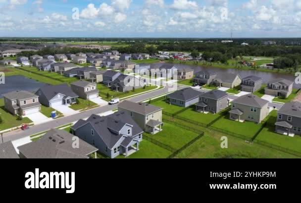 Residential neighborhood in Florida with suburban houses. Development ...