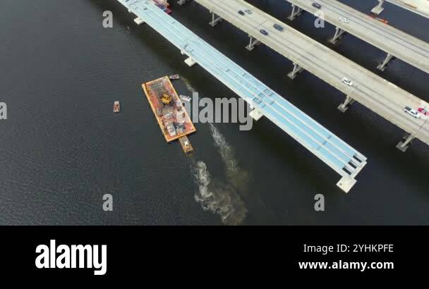 Highway bridge construction in Ellenton, Florida. Development of ...