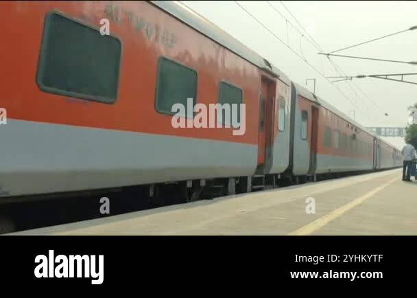 Delhi, India, November 02- Indian railway Freight train at departure ...