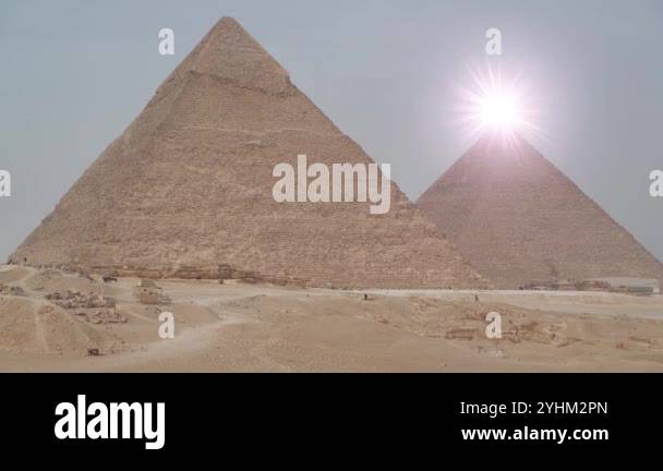 Great pyramids at Giza plateau, near Cairo, Egypt. Pyramid of Khafre ...