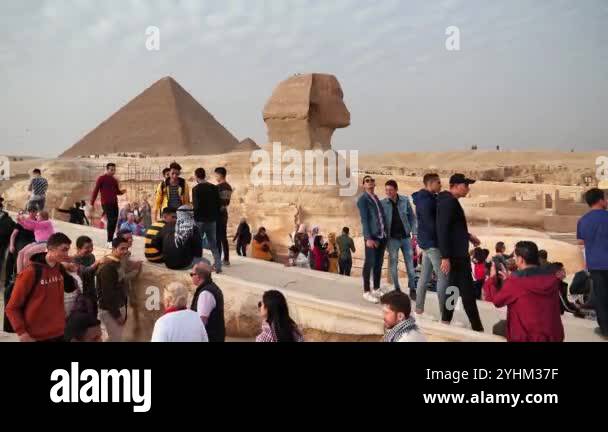 CAIRO, EGYPT, DECEMBER 11, 2019: People near Great Sphinx and Great ...