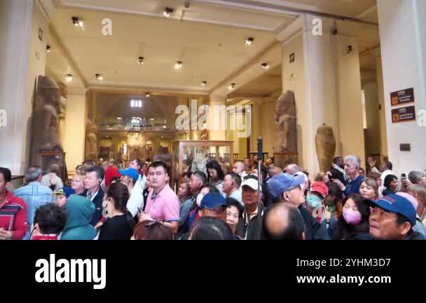 CAIRO, EGYPT, DECEMBER 11, 2019: Crowd of people in museum of Egyptian ...