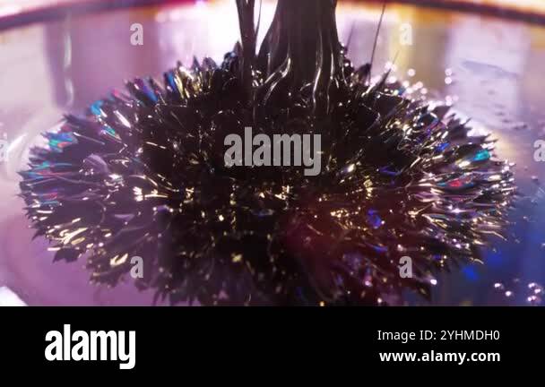 Ferromagnetic fluid. Real ferromagnetic fluid in action. Viscous ...