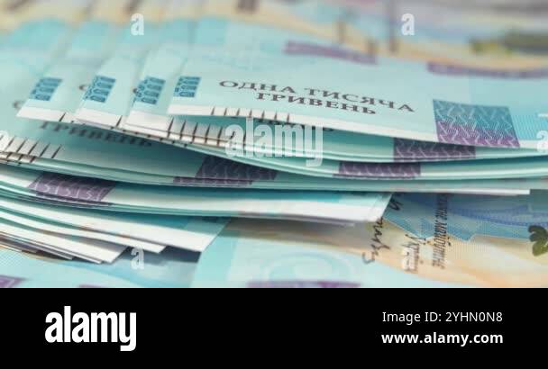 Money of Ukraine. New banknotes 1000 Hryvnia in uncirculated condition ...