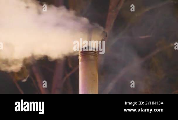 Stove pipe. Smoking chimney. Smoke and carbon dioxide emissions from ...
