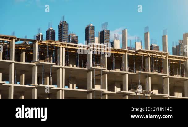 Unfinished residential building. Cast concrete structure. Unfinished ...