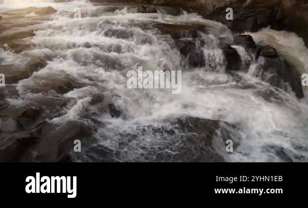 Probiy waterfall at the sunset. Prut River in Yaremche City, western ...