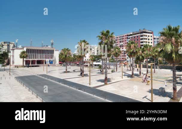 DURRES, ALBANIA, JULY 7, 2019: People in downtown of Durres ...