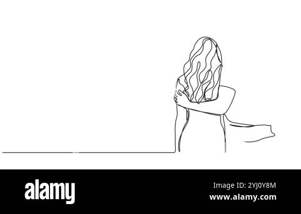 animated continuous single line drawing of young man and woman with ...