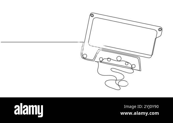 animated continuous single line drawing of audio cassette, line art ...