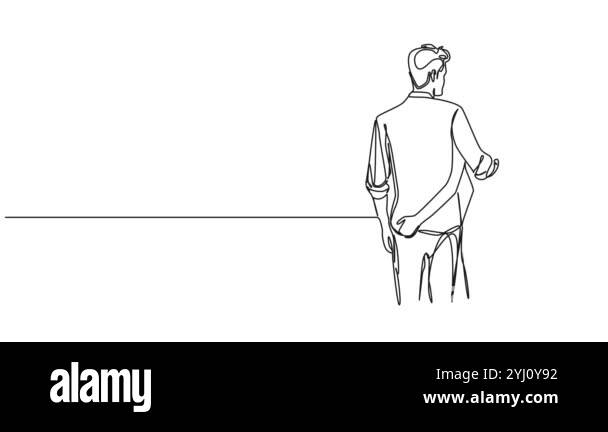 animated continuous single line drawing of young man and woman with ...