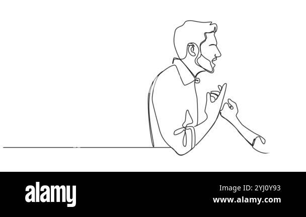 animated continuous single line drawing of man and woman arguing, line ...