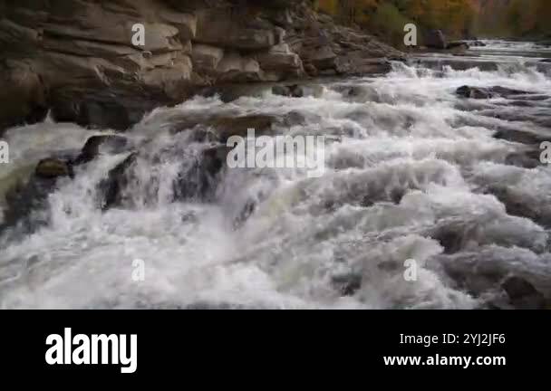 Probiy waterfall on Prut River in Yaremche City, western Ukraine. Is ...