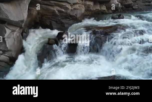 Probiy waterfall on Prut River in Yaremche City, western Ukraine. Is ...