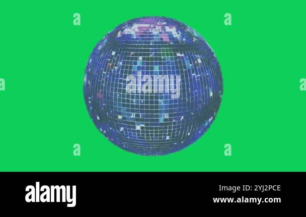 disco ball loop 4k isolated on green screen background. 3d disco ball ...