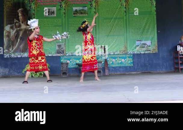 Balikpapan-east Kalimantan November 03,2024 A Portrait of a borneo dayak tribe dancer ...