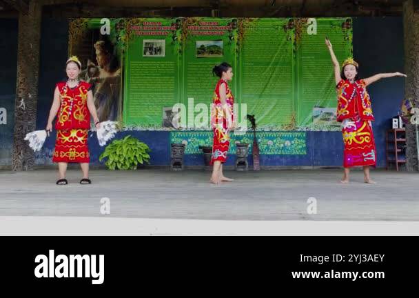 Balikpapan-east Kalimantan November 03,2024 A Portrait of a borneo dayak tribe dancer ...