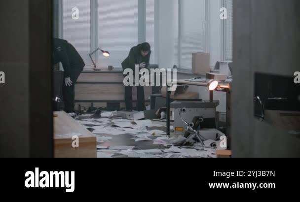 Multiethnic investigation team working at crime scene: Female forensic ...