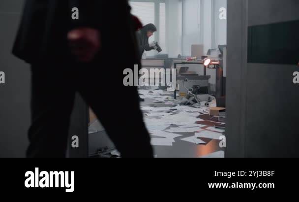 Investigation team working at crime scene: Female criminalist takes ...