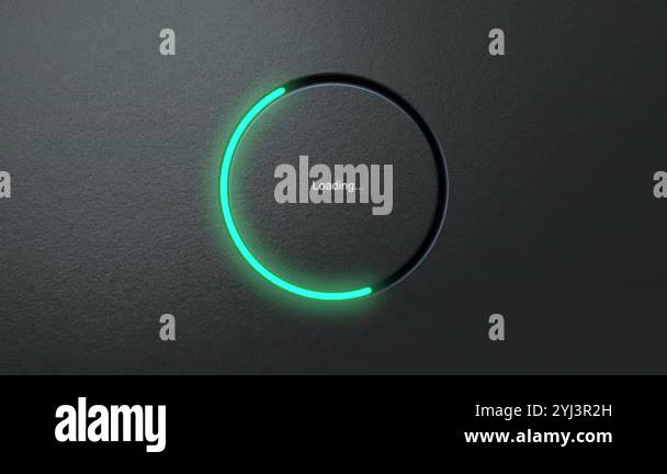 A stylish loading animation showcasing a sleek green progress indicator that appears on a dark ...