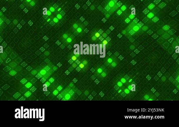Vertical video - glowing green digital data lights blinking and ...