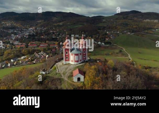 Aerial drone video of historic Kalvaria. Kalvaria is located in the ...