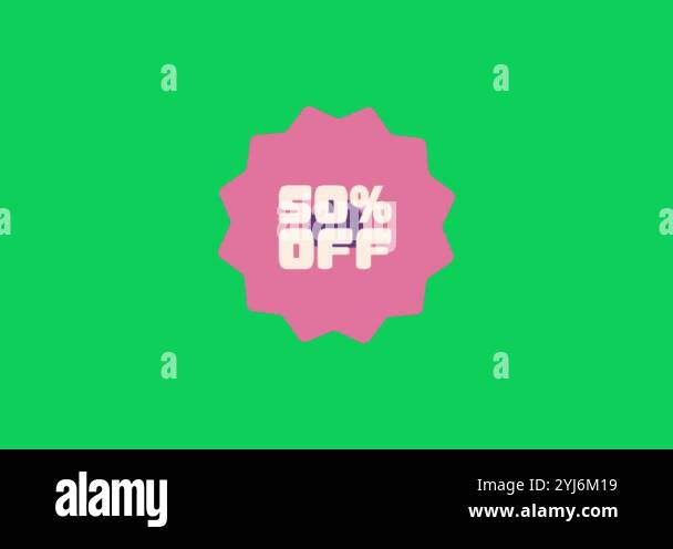 Animation of a 50 percent discount sticker. 50% Off Discount 3D Tag ...